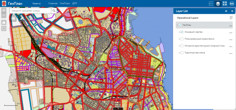 Interactive master plan of the city
