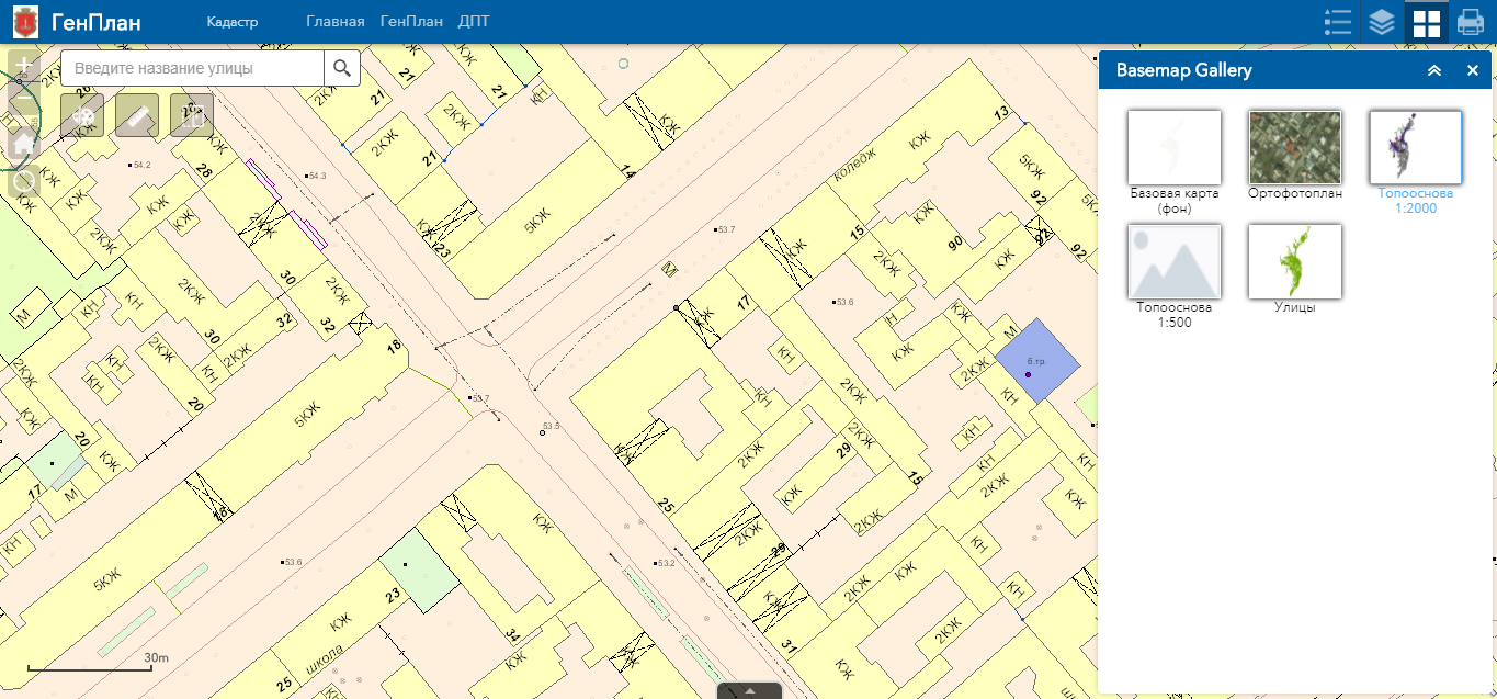 Interactive master plan of the city