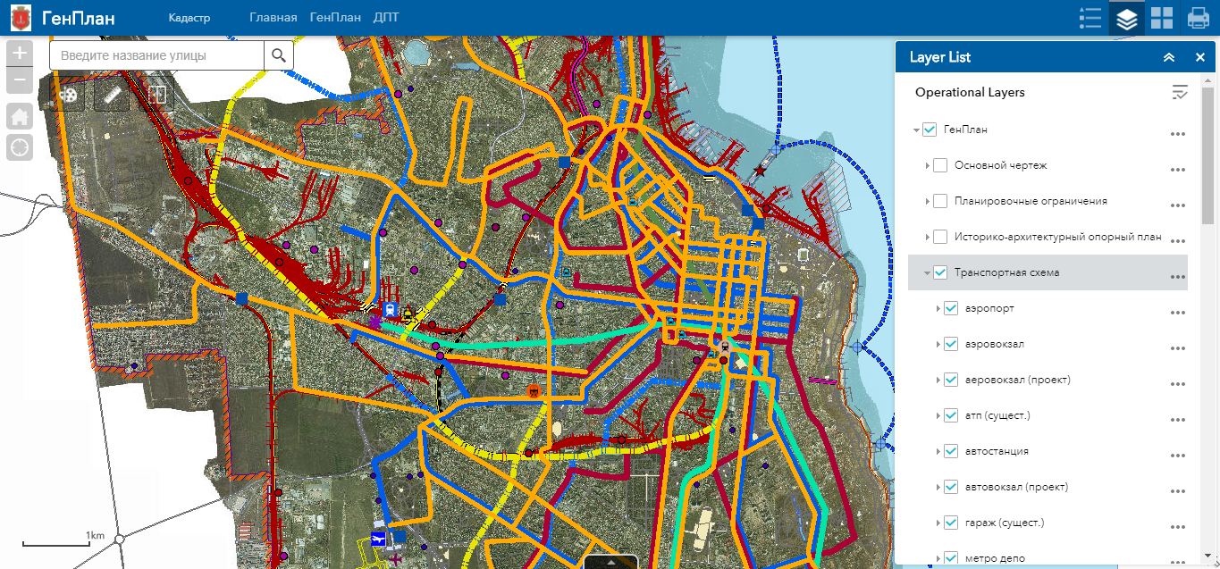 Interactive master plan of the city